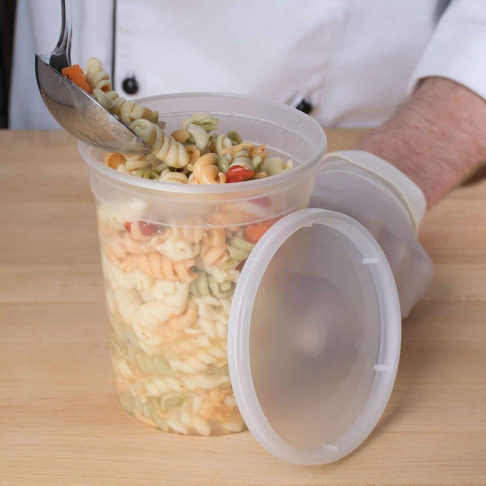 Microwavable Hot and Cold Translucent Plastic Deli Food Storage Container with Lid, 32-Ounce, 240-Pack