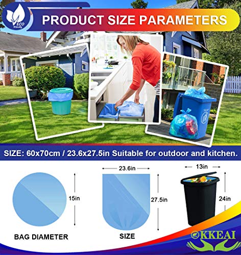 OKKEAI 8 Gallon Kitchen Trash Bags Biodegradable Garbage Bags Thicker 0.98 MIL Recycling Bags Medium Wastebasket Liners for Home Office, Lawn,Bathroom,60 Count (Fits 7-10 Gallon Bins)