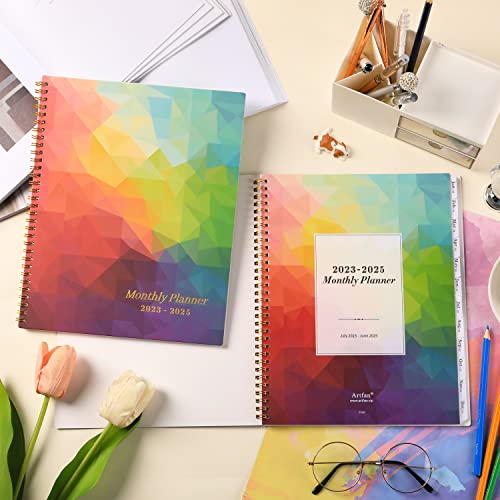 Monthly Planner 2023-2025 - Jul. 2023- Jun. 2025, 2023-2025 Monthly Planner, 9" x 11", 2-Year Monthly Planner with Tabs + PocketThick Paper + Twin-Wire Binding - Dazzle Color Graphics