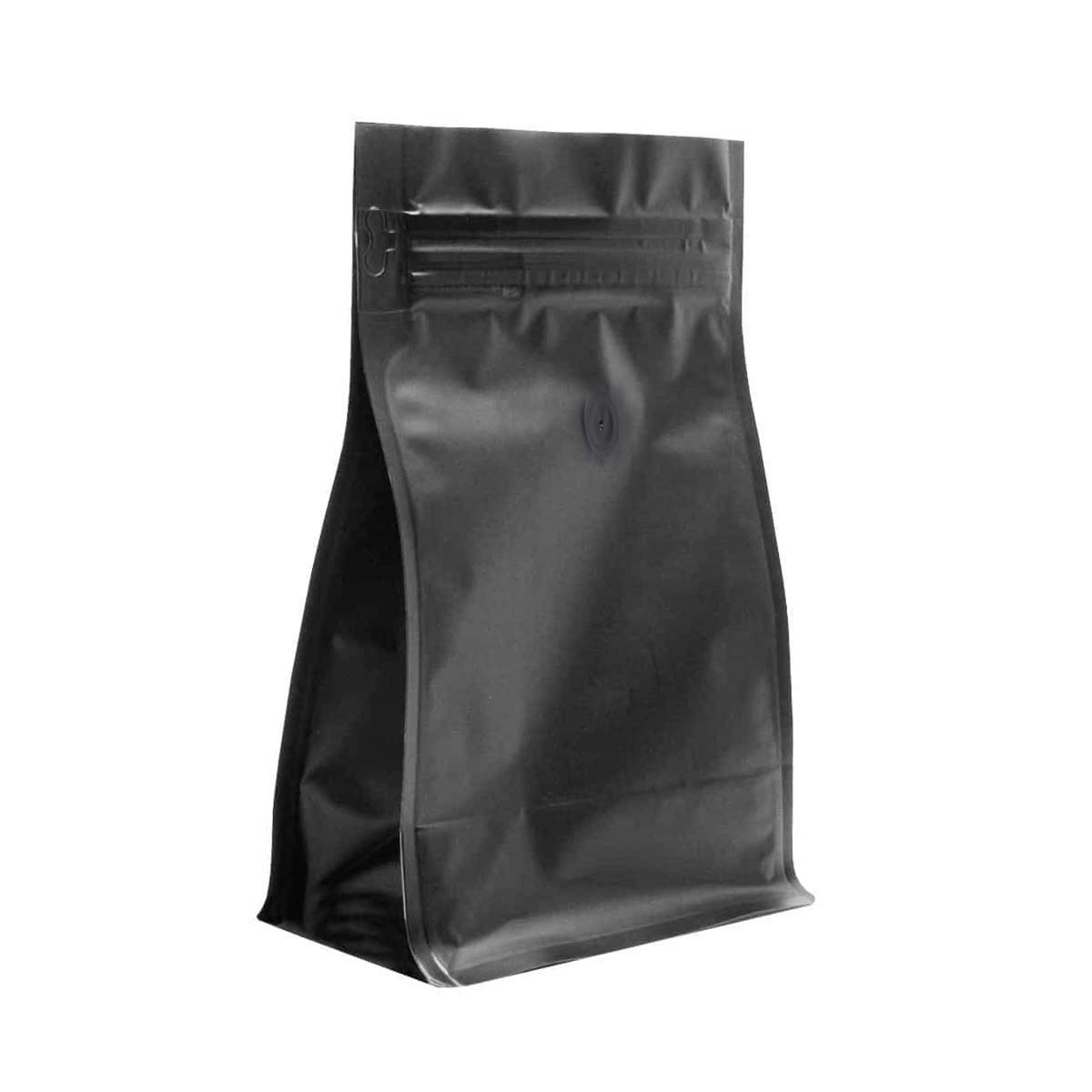 AwePackage 12 oz Resealable Zipper Box Pouch Coffee Bag with valve - Flat Bottom Pull Tab (50, Matte Black Wide)