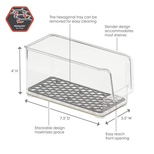 Spectrum Hexa in-Fridge Large Refrigerator Organizer Bin for Storage and Organization of Fruit Vegetables Produce and More, 8.5 x 4 x 4.25