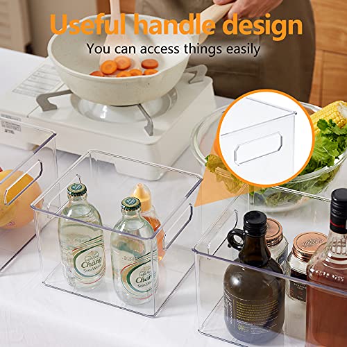 elabo Refrigerator Organizer Bins, Stackable Food Storage Bins for Kitchen, Cabinet, Freezer, Fridge, Pantry Organization, 5 Pack, Include 1 Wide and 4 Narrow Bins, Clear Plastic BPA Free