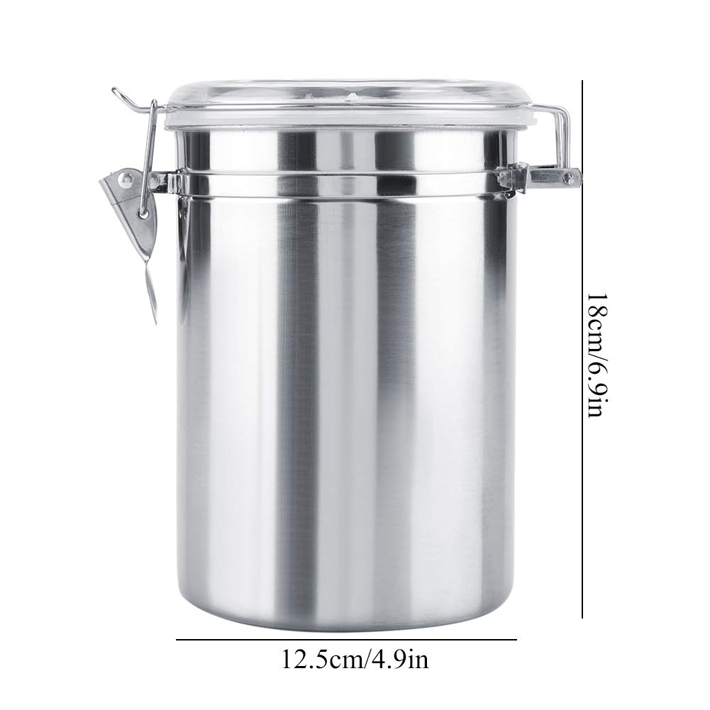 Joyzan Stainless Steel Coffee Canister, Airtight Ground Coffee Bean Storage Container Keep Fresh Organizer Jars Clear Clamp Lid Large Capacity for Kitchen Organization Pantry Tea Flour Sugar 1800ML