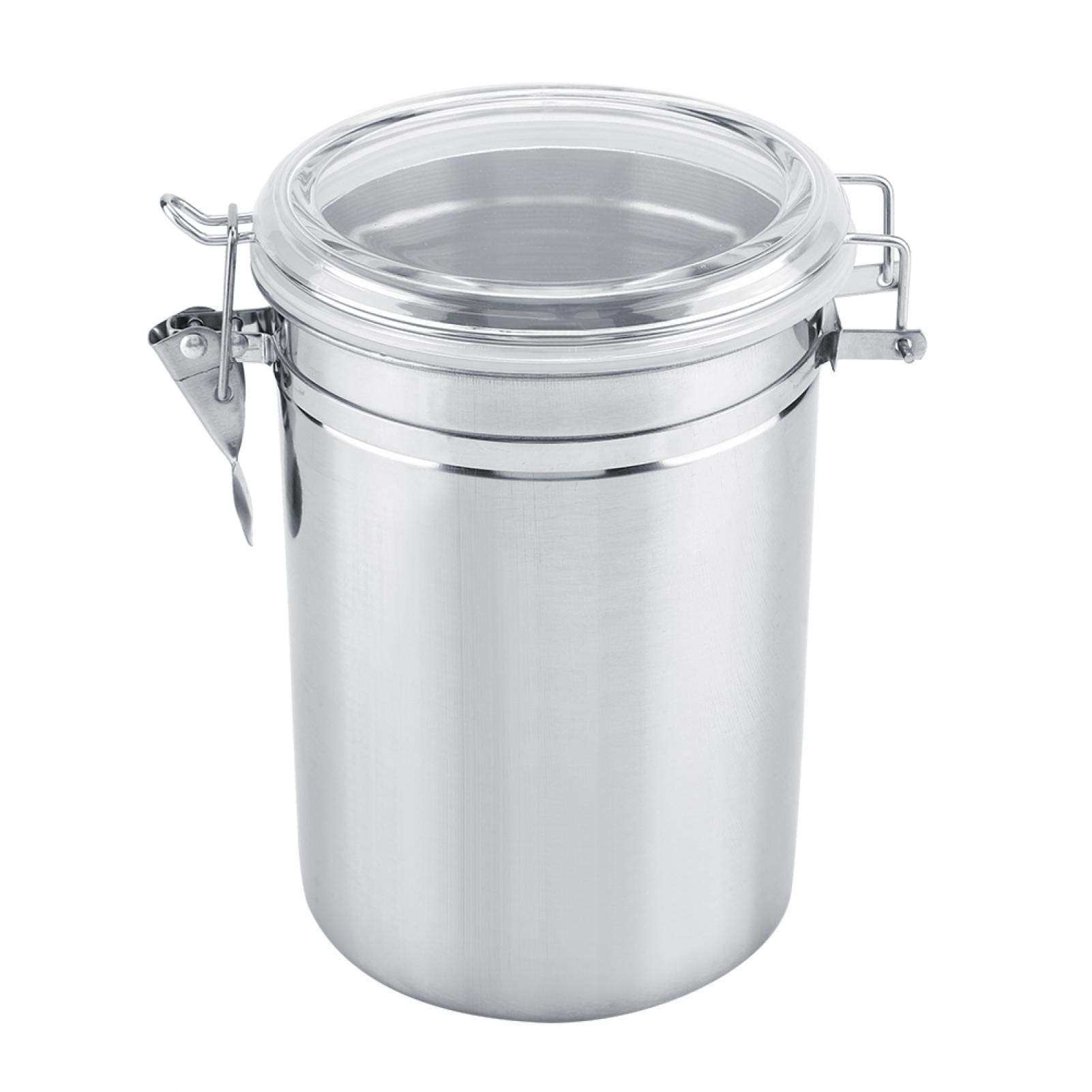 Joyzan Stainless Steel Coffee Canister, Airtight Ground Coffee Bean Storage Container Keep Fresh Organizer Jars Clear Clamp Lid Large Capacity for Kitchen Organization Pantry Tea Flour Sugar 1800ML