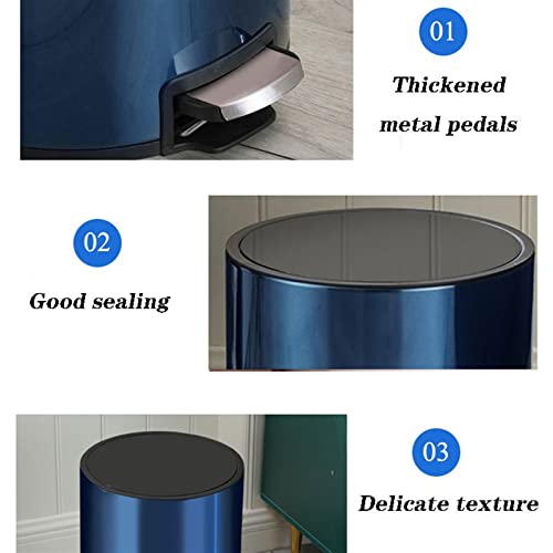 DYPASA Garbage Can 8L Foot-Operated Trash Can with Lid Large Capacity Stainless Steel Trash Can for Living Room Toilet Kitchen Trash Bin (Color : Gold)