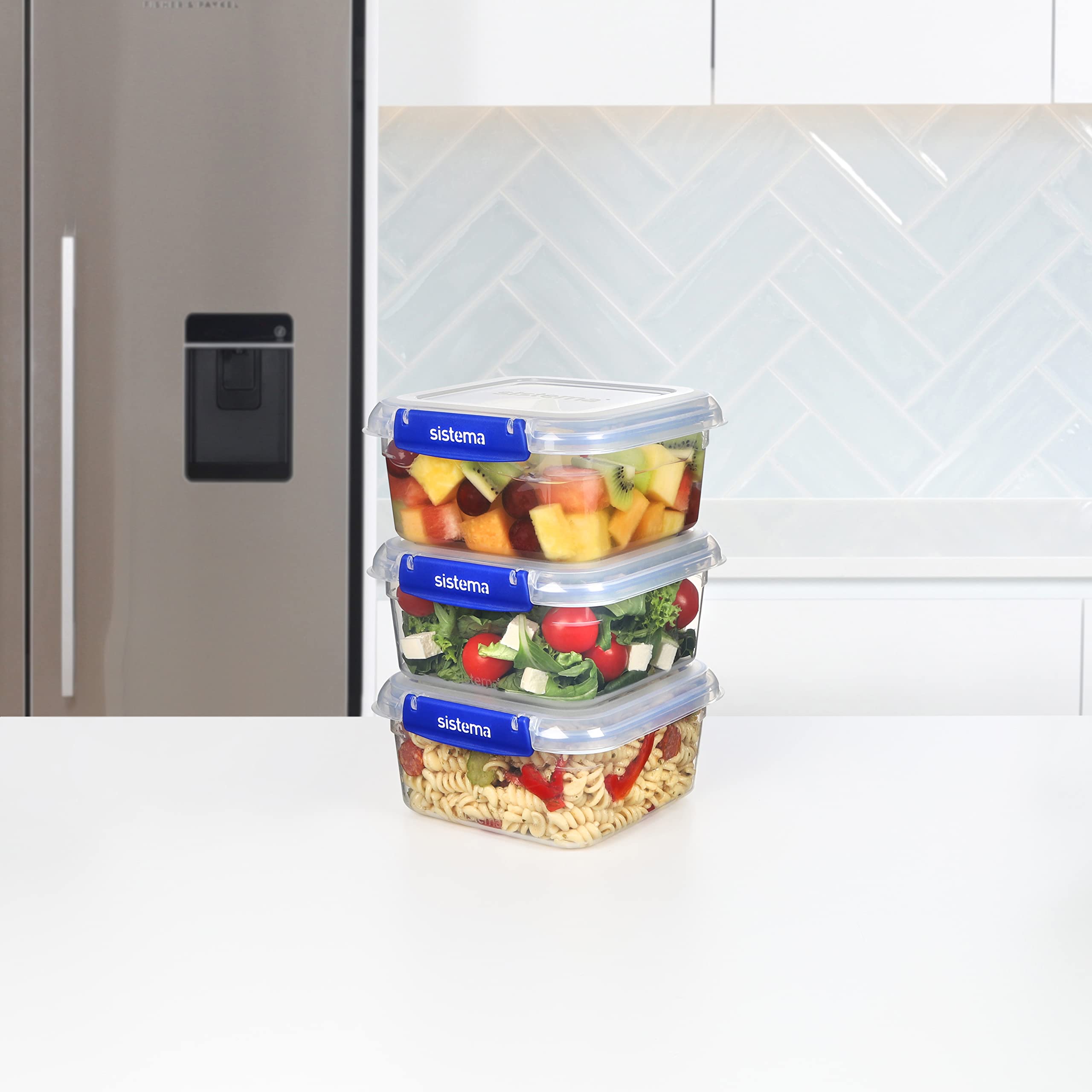 Sistema KLIP IT Plus Food Storage Containers | 1.15L | 3 Piece Airtight Containers Set | Leak-Proof Seal | Easy Locking Clips | BPA-Free