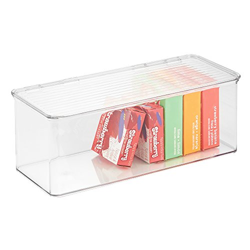 iDesign Modern Clear Rectangular Stackable Shatterproof BPA Free Plastic Kitchen Storage Box, 14 x 34 x 12.5 cm