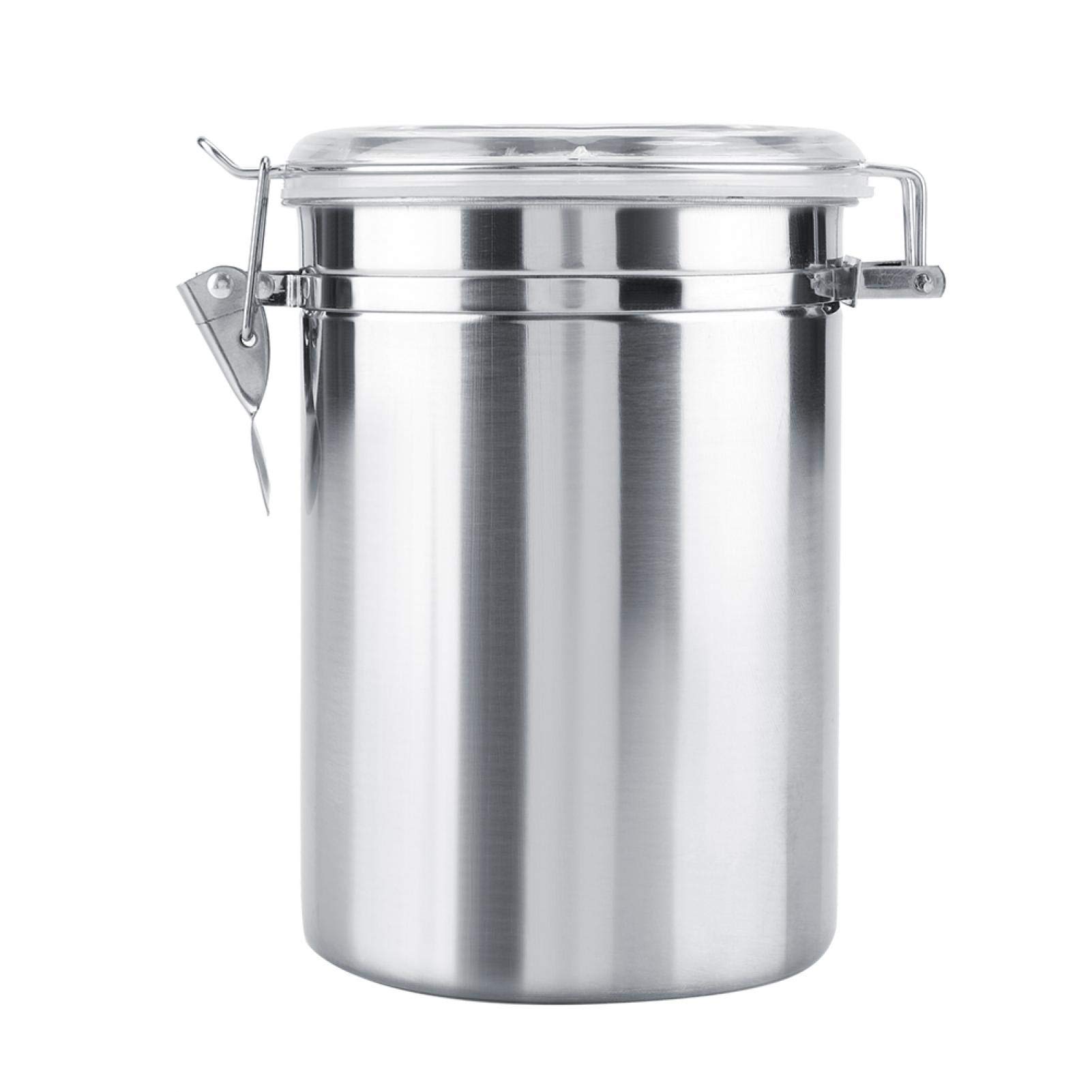 Joyzan Stainless Steel Coffee Canister, Airtight Ground Coffee Bean Storage Container Keep Fresh Organizer Jars Clear Clamp Lid Large Capacity for Kitchen Organization Pantry Tea Flour Sugar 1800ML