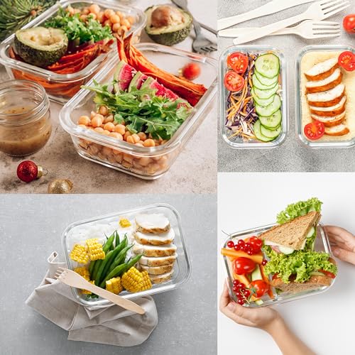 ZRRHOO 10 Pack Orange Food Storage Container Set, Glass Meal Prep Containers with Lids (Built in Vent), Airtight Bento Boxes for Microwave, Oven, Freezer and Dishwasher, BPA Free & Leak Proof