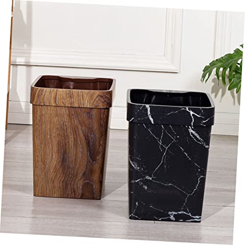HANABASS Imitation Wood Grain Trash Can Decorative Litter Box Ornament Container Waste Basket for Office Wood Grain Garbage Bin Trash Can Bathroom Kitchen Trash Can Office Garbage Can Sink