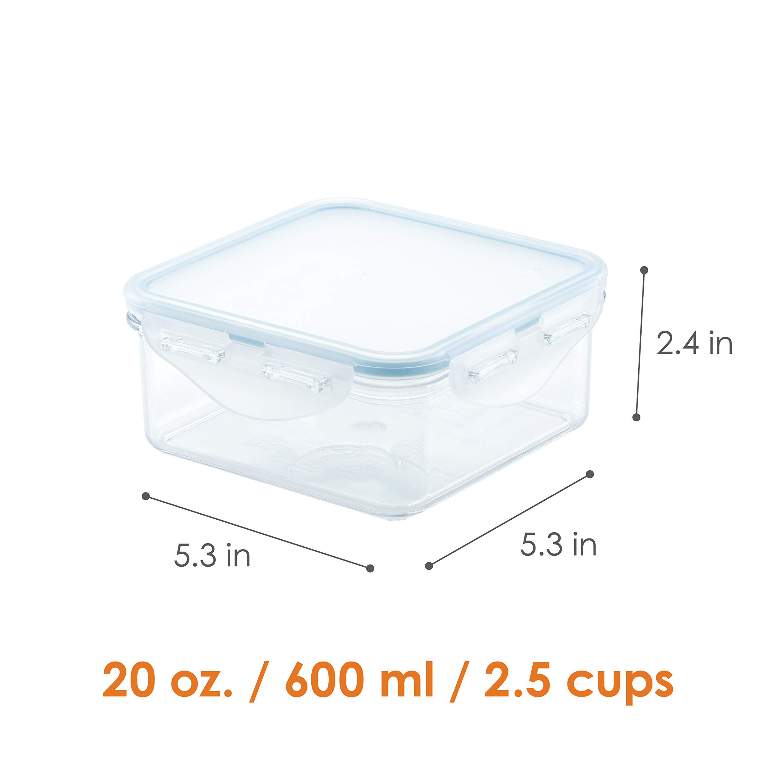 LOCK & LOCK Purely Better Tritan Container/Square Food Storage Bin, 20 Ounce, Clear