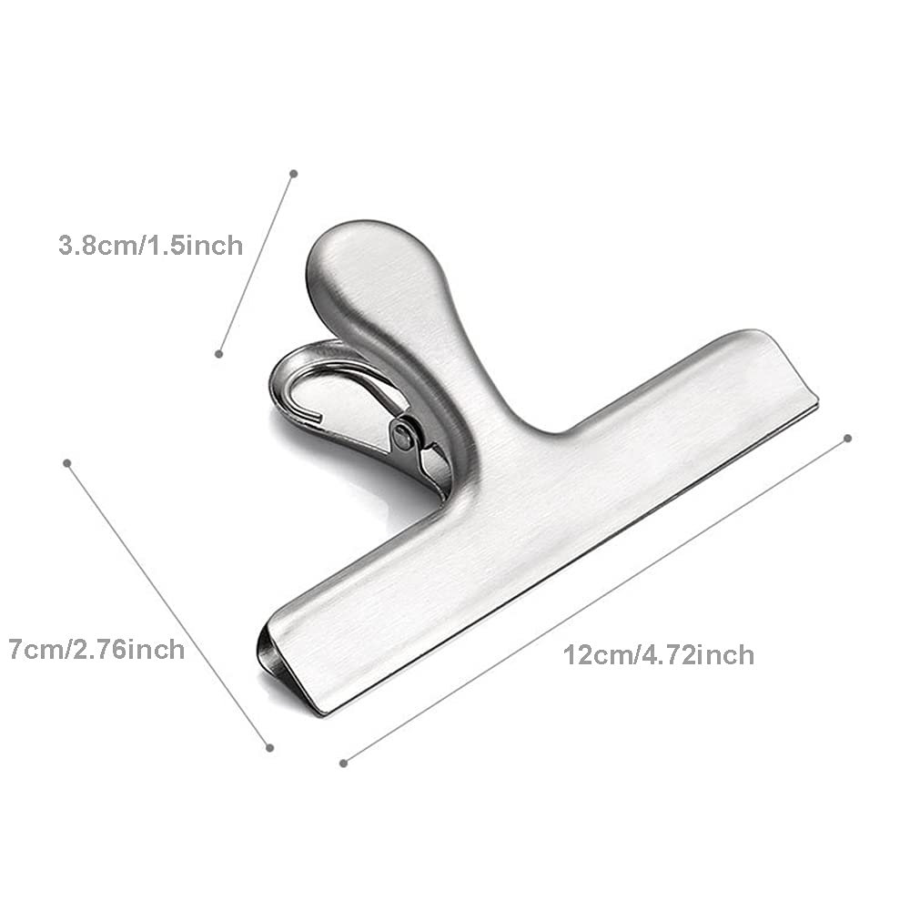 8 Pack Stainless Steel Heavy Duty Food Bag Clip Clamp, All-Purpose Air Tight Grip Solid Keep Fresh Clips for Office Kitchen, Coffee Bags, Bread, Snack Bags, Paper Sheets