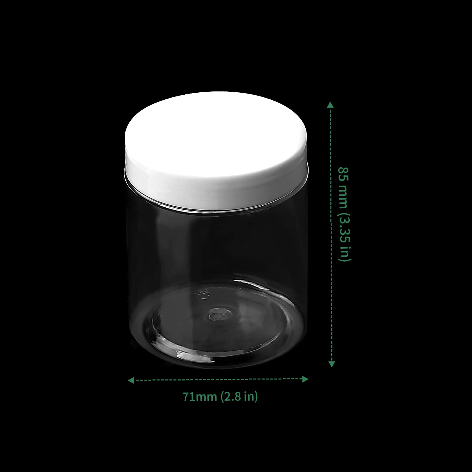 KEILEOHO 24 PCS 8 OZ Slime Containers with White Lids, Clear Plastic Slime Storage Containers, BPA Free, Wide-Mouth Plastic Jars for Food Storage, Beauty Products