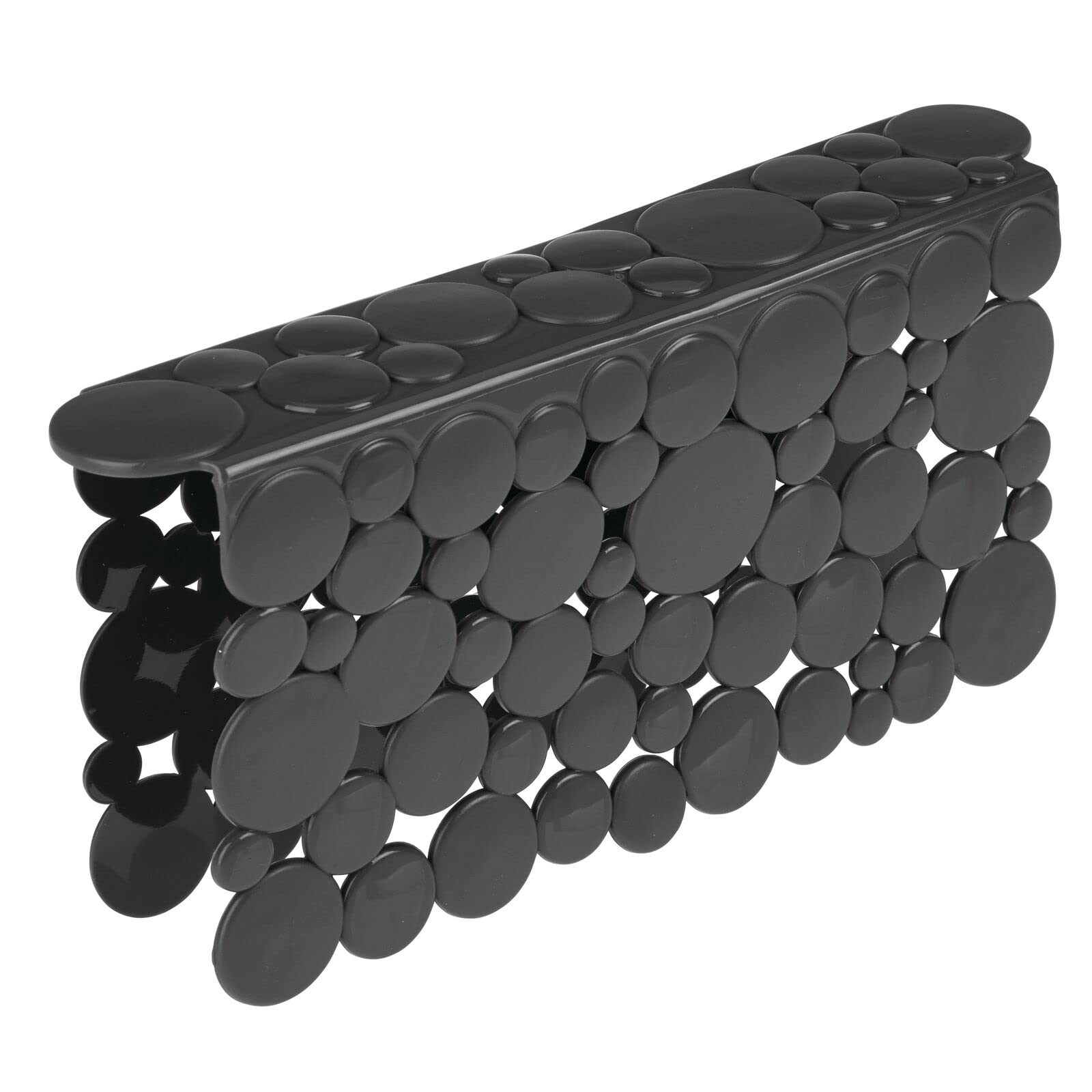 mDesign Decorative Kitchen Plastic Sink Protector Set, Quick Draining - Protect Surfaces and Dishes - Modern Bubble Design - Includes 1 Saddle, 2 Large Mats - Set of 3 - Black
