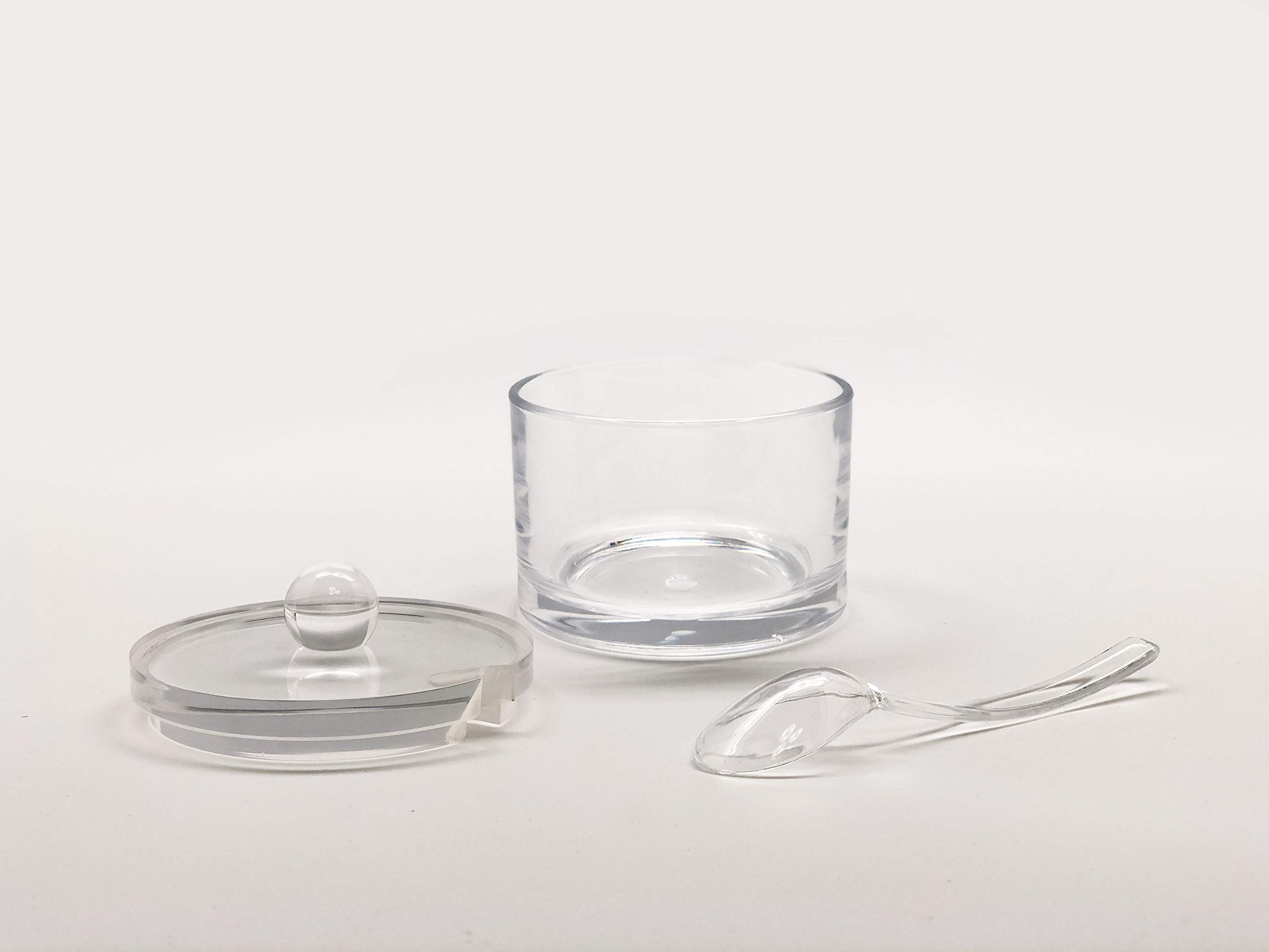 FDCuvée Heavy-Duty Acrylic Jam Jar Sugar Salt Spice Pepper Seasoning Condiment Bowl Box Storage Pot with Spoon and Lid Crystal Clear