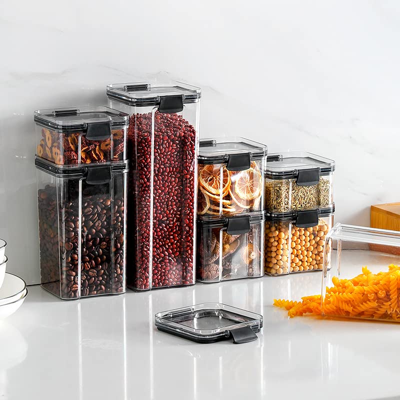 Airtight Food Storage Container, 6 Pc BPA Free With Lids Easy Lock For Kitchen Organization With Good package looking (Black)