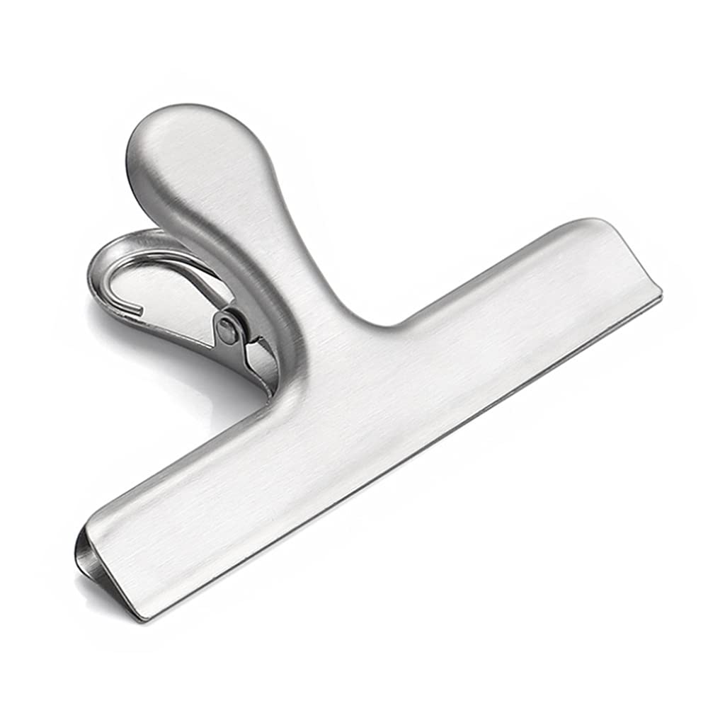 8 Pack Stainless Steel Heavy Duty Food Bag Clip Clamp, All-Purpose Air Tight Grip Solid Keep Fresh Clips for Office Kitchen, Coffee Bags, Bread, Snack Bags, Paper Sheets