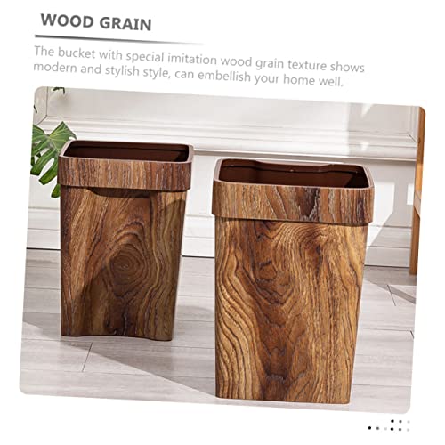 HANABASS Imitation Wood Grain Trash Can Decorative Litter Box Ornament Container Waste Basket for Office Wood Grain Garbage Bin Trash Can Bathroom Kitchen Trash Can Office Garbage Can Sink