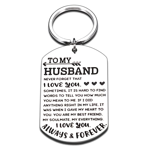 Valentines Day Gifts for Him Husband Gifts from Wife I Love You Keychain for Men Anniversary Engagement Christmas Wedding Birthday Gifts for Hubby Fiance Groom from Wifey Bride Fiancee Sentimental