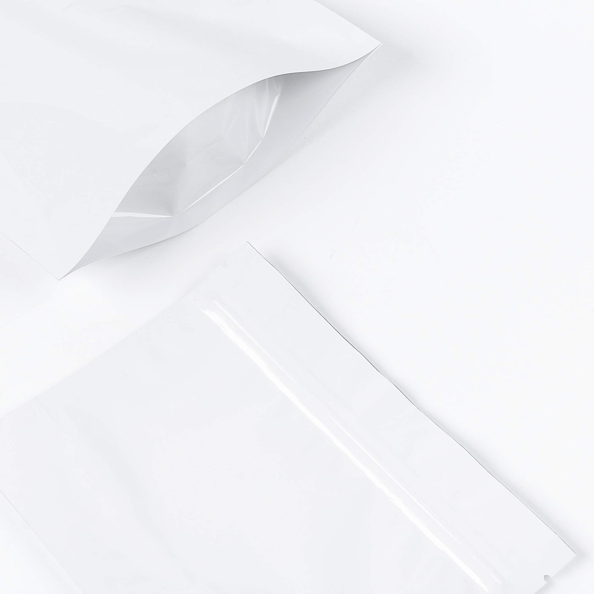QQ Studio 100 Food Safe Glossy Horizontal Stand Up QuickQlick™ Bags With Zipper Seal for Food and Snacks (White, 17x13cm (6.7x5.1"))