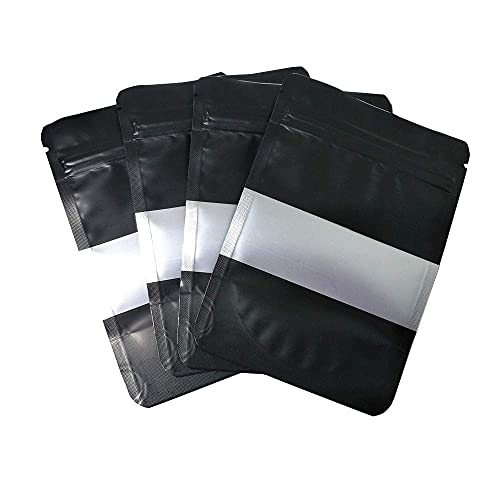 PABCK 100 Pcs 4.7x7.87 inch Matte Black Resealable Stand Up Bags with Window Heat Seal Bulk Food Storage Packaging Foil Pouches