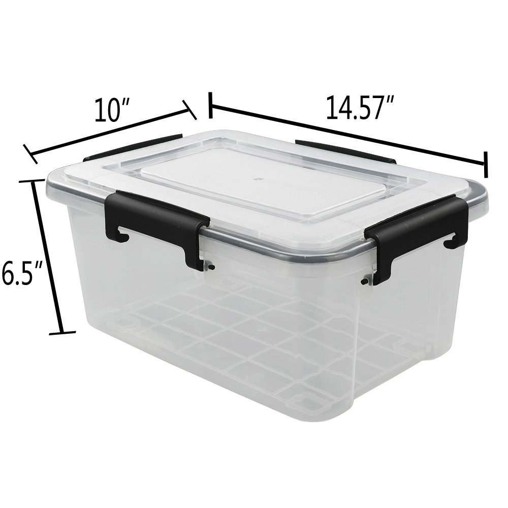 Fiazony 6-Pack 10 L Clear Plastic Storage Box with Lid, Airtight Pet Food Storage Containers