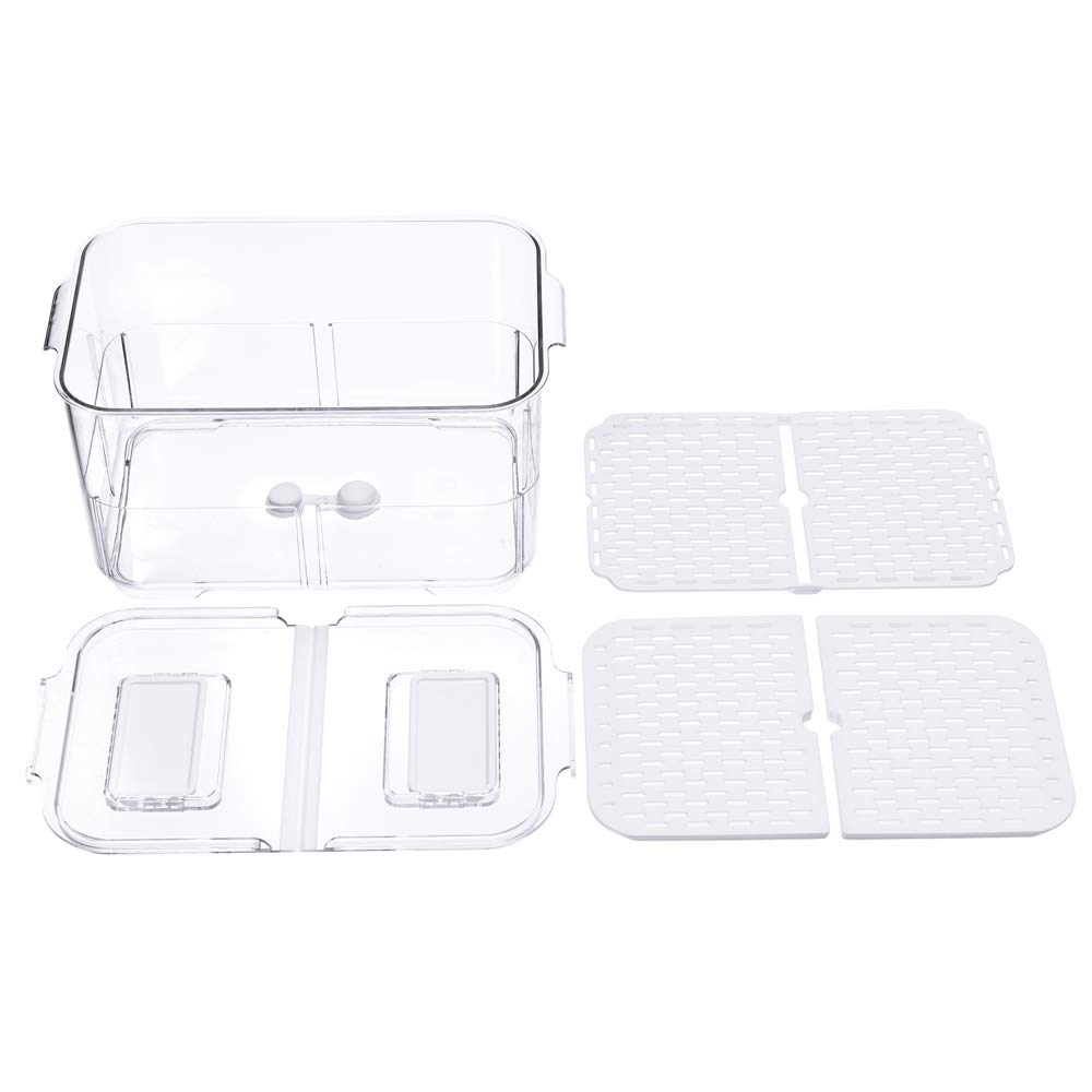 blitzlabs Lettuce Keeper Fridge Food Storage Container, Fresh Produce Saver Organizer Keeper Bins with Lids and Removable Drain Tray for Refrigerator Freezer Cabinet Kitchen 2800ML, 2 Pack