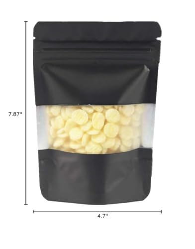 PABCK 100 Pcs 4.7x7.87 inch Matte Black Resealable Stand Up Bags with Window Heat Seal Bulk Food Storage Packaging Foil Pouches