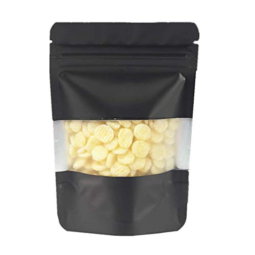 PABCK 100 Pcs 4.7x7.87 inch Matte Black Resealable Stand Up Bags with Window Heat Seal Bulk Food Storage Packaging Foil Pouches