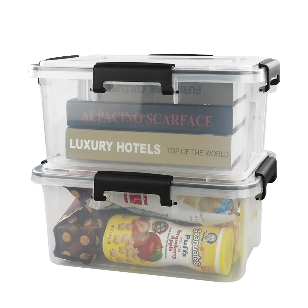 Fiazony 6-Pack 10 L Clear Plastic Storage Box with Lid, Airtight Pet Food Storage Containers