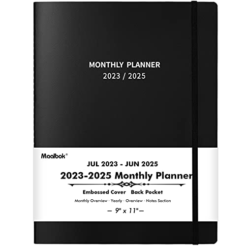 Monthly Planner/Calendar 2023-2025 - July 2023-June 2025, Monthly Academic Planner 2023-2025, 9" x 11", 2-Year Monthly Planner with inner Pocket, Flexible Embossed Cover, Elastic Closure, Great for Organizer