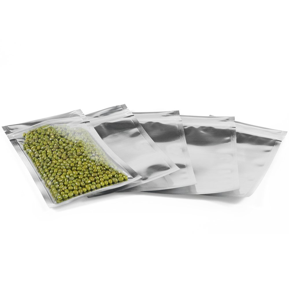 GooGou Resealable Zip Mylar Bag Food Storage Aluminum Foil Bags Smell Proof Pouches 100pcs (3.54x6.3 in)