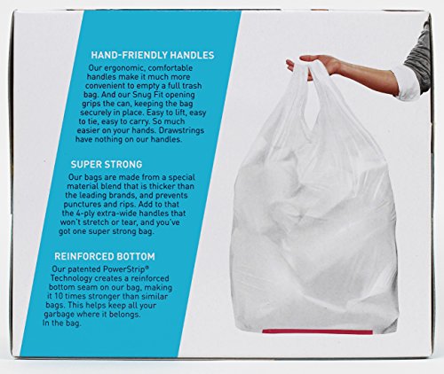 Hippo Sak HippoTrash45Count Tall Kitchen Trash Bag with Handles, White, 13 Gallon
