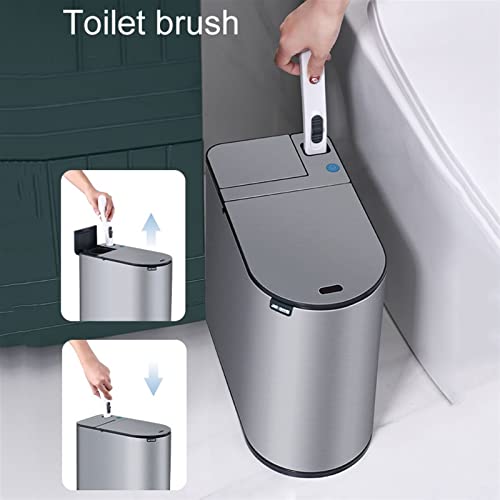 CANMNT Trash Can Intelligent Induction Trash Can Automatic Household Toilet Toilet with Lid Narrow Paper Basket Sandwich Trash Can Trash Can Wastebasket