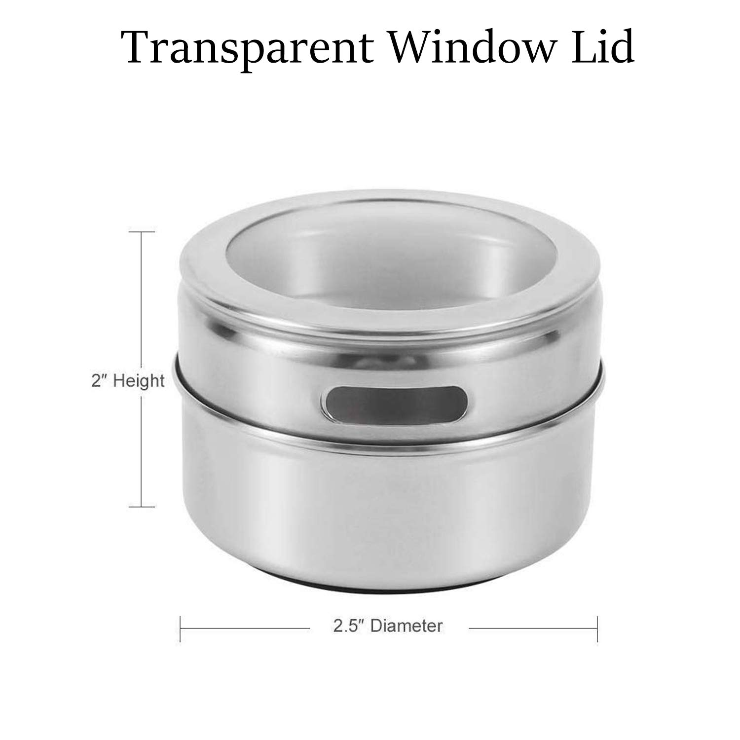 Beeyoka Magnetic Spice Jars,12 Pcs Stainless Steel Spice Tins with Lid and Small Holes for Sprinkle Rust Free Easy to Clean Includes 94 Labeling Stickers