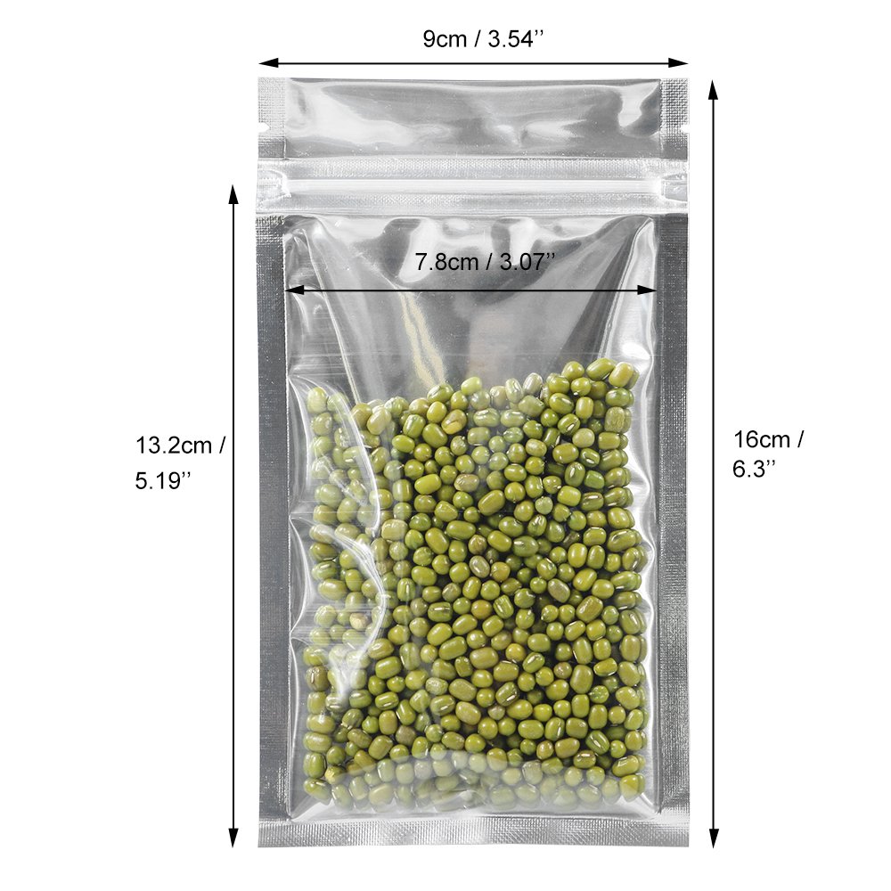 GooGou Resealable Zip Mylar Bag Food Storage Aluminum Foil Bags Smell Proof Pouches 100pcs (3.54x6.3 in)