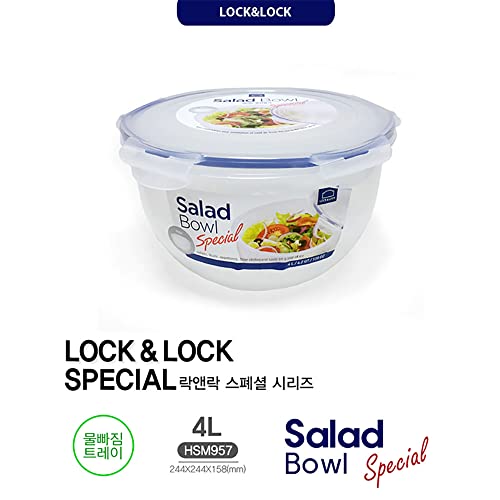 LocknLock Easy Essentials Food Storage lids/Airtight containers, BPA Free, Salad Bowl-16.9 Cup, Clear