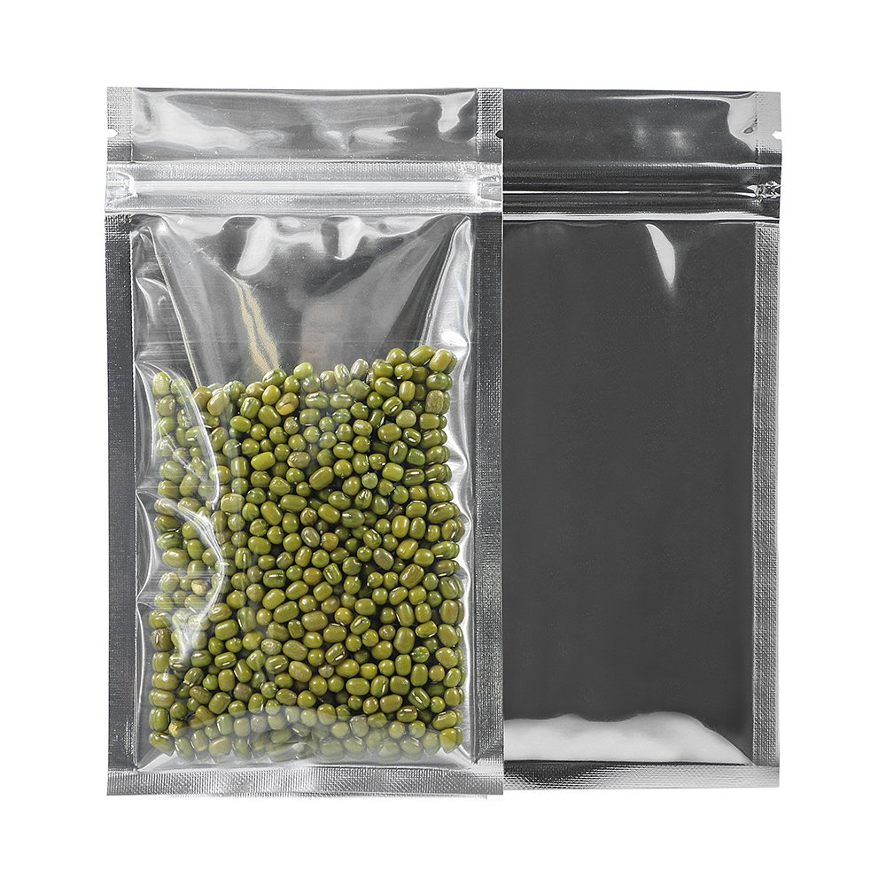GooGou Resealable Zip Mylar Bag Food Storage Aluminum Foil Bags Smell Proof Pouches 100pcs (3.54x6.3 in)
