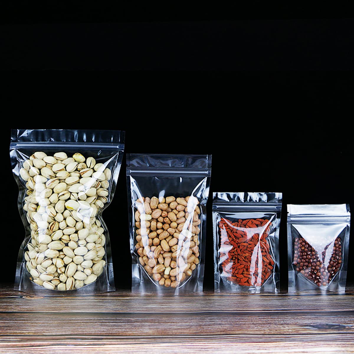 100 Pack Clear Zipper Stand Up Pouch Bag, Dry Fruit Food Packaging Bag, Moisture-Proof Transparent Sealing Bag Resealable Ziplock Snack Food Tea Pouches (3.94" x 5.91")
