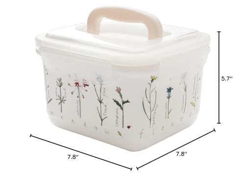 RACHEL BARKER Meadow Flower Porcelain Serve and Store Airtight Large Container (120OZ)