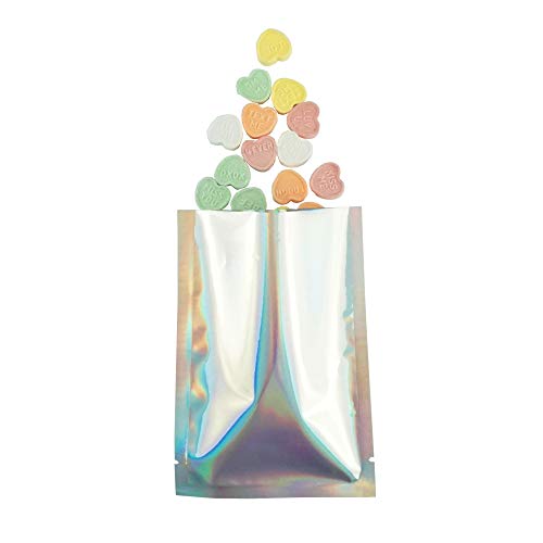 QQ Studio Food-Safe Glossy Heat Sealable Double-Sided Holographic SlickSeal™ Flat Bag with Tear Notch (100, 7x10cm (2.8x4"))