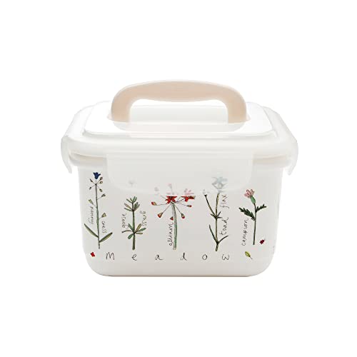 RACHEL BARKER Meadow Flower Porcelain Serve and Store Airtight Large Container (120OZ)