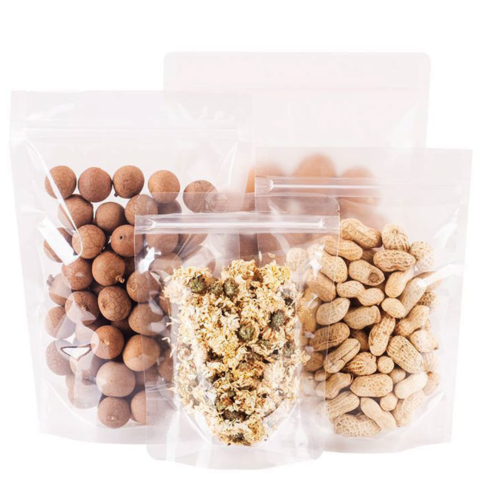 100 Pack Clear Zipper Stand Up Pouch Bag, Dry Fruit Food Packaging Bag, Moisture-Proof Transparent Sealing Bag Resealable Ziplock Snack Food Tea Pouches (3.94" x 5.91")