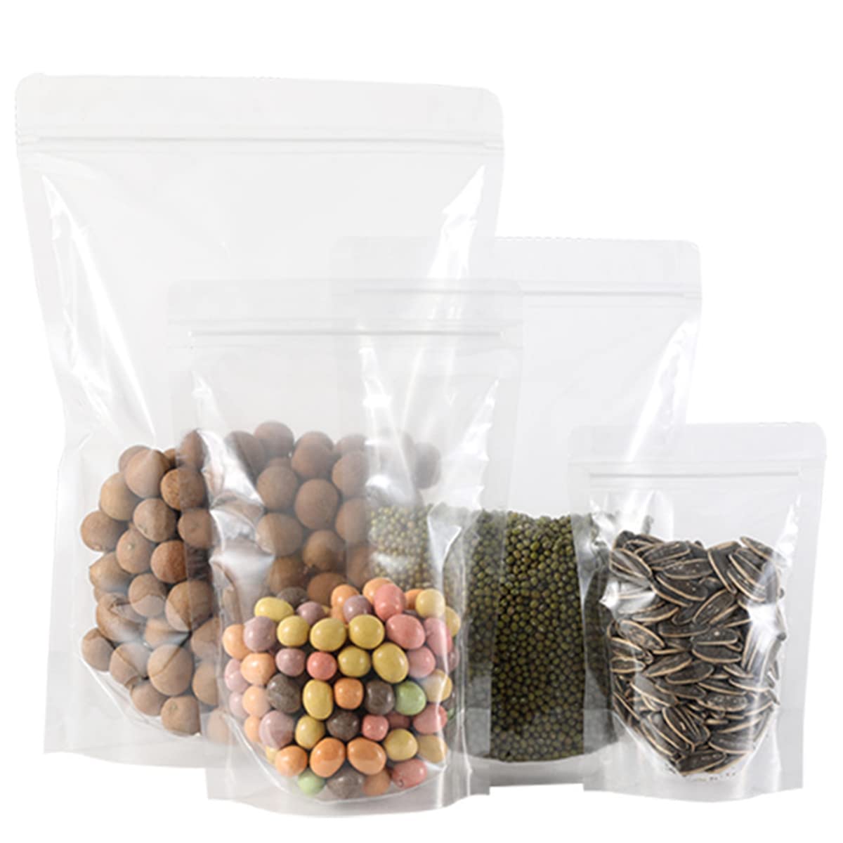 100 Pack Clear Zipper Stand Up Pouch Bag, Dry Fruit Food Packaging Bag, Moisture-Proof Transparent Sealing Bag Resealable Ziplock Snack Food Tea Pouches (3.94" x 5.91")
