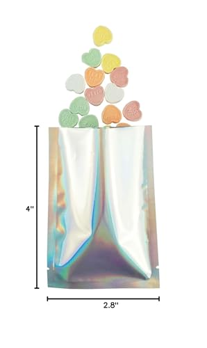 QQ Studio Food-Safe Glossy Heat Sealable Double-Sided Holographic SlickSeal™ Flat Bag with Tear Notch (100, 7x10cm (2.8x4"))