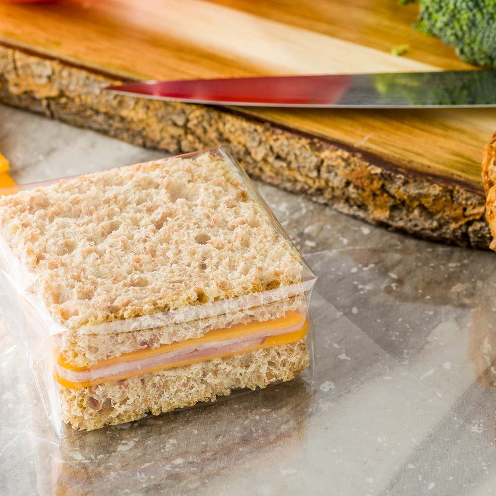 Restaurantware 7 Inch Plastic Food Wraps, 100 Pre-Cut Plastic Food Sheets - High Clarity, Heat Sealable, Clear Plastic Food Wrapping Plastic, Puncture-Resistant, For Sandwiches Or Snacks