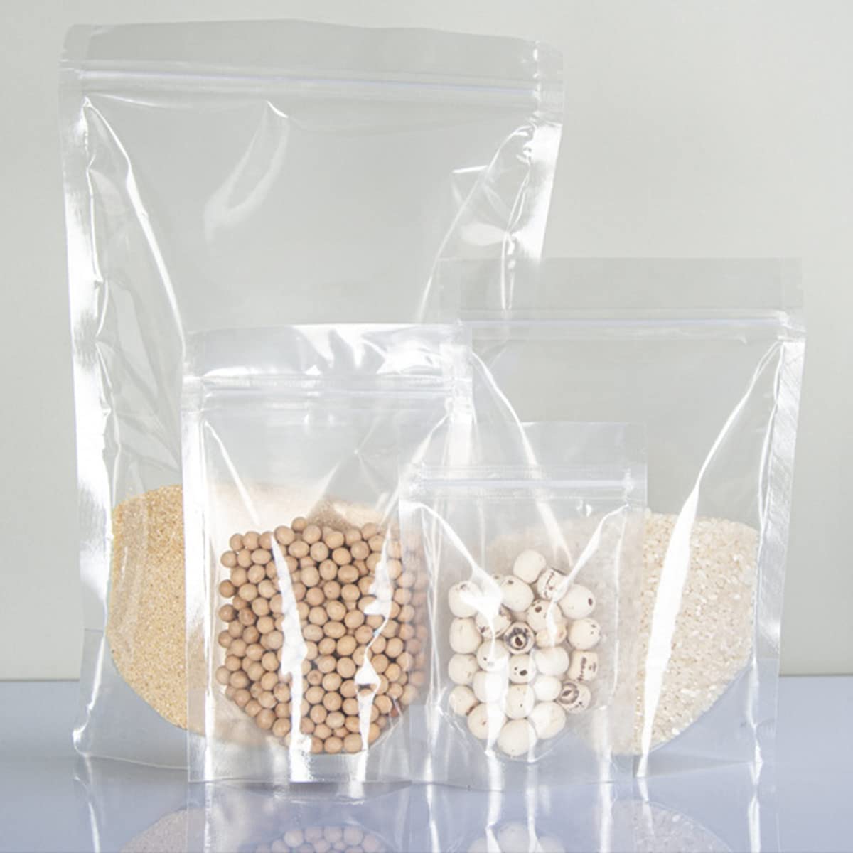 100 Pack Clear Zipper Stand Up Pouch Bag, Dry Fruit Food Packaging Bag, Moisture-Proof Transparent Sealing Bag Resealable Ziplock Snack Food Tea Pouches (3.94" x 5.91")