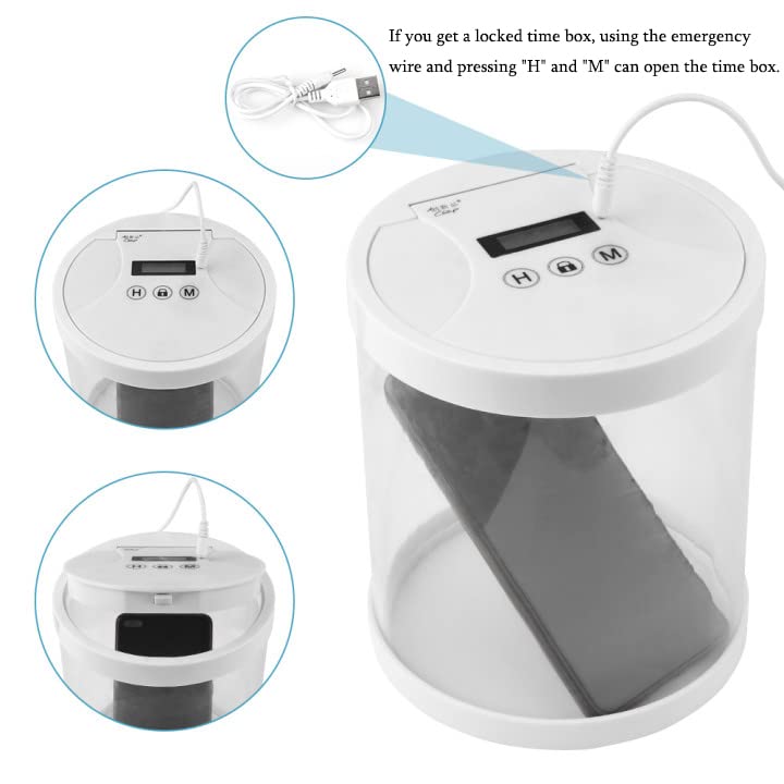 JRing Time Locking Box Timed Lock Storage Container Pantry Self-control 6" Timer Locker for Phone Snacks Food Medicines Credit Card Alcohol Gaming Machine or Other Addictive(White)