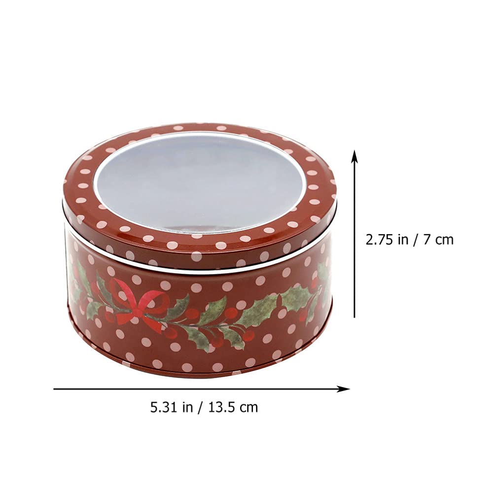 Cabilock 4pcs Christmas Empty Tin Round Metal Tins with Lids Metal Containers for Goodies Chocolate Nuts and Home Storage Cerebrate a Holiday