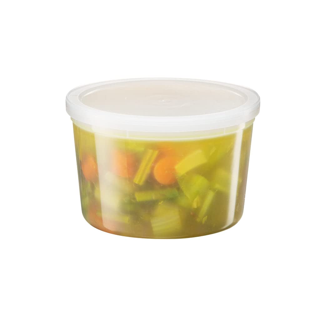 Nicole Fantini Deli Containers with Lids 64oz. Leakproof 40 Sets BPA-Free Plastic Food Storage Cups Clear Airtight BS1758 64 oz Deli Container